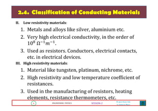 Engineering physics 1(Electrical conductivity) | PDF