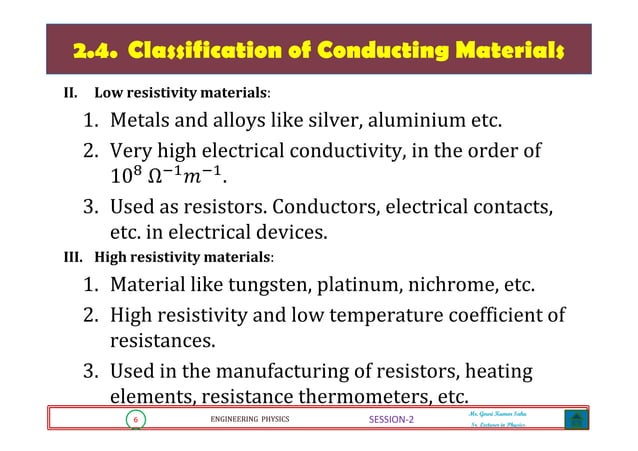 Engineering physics 1(Electrical conductivity) | PDF