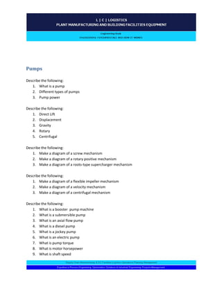 Engineering plant facilities 14 fundamental questions worksheet | PDF