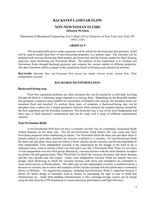 Engineering project non newtonian flow back step | PDF