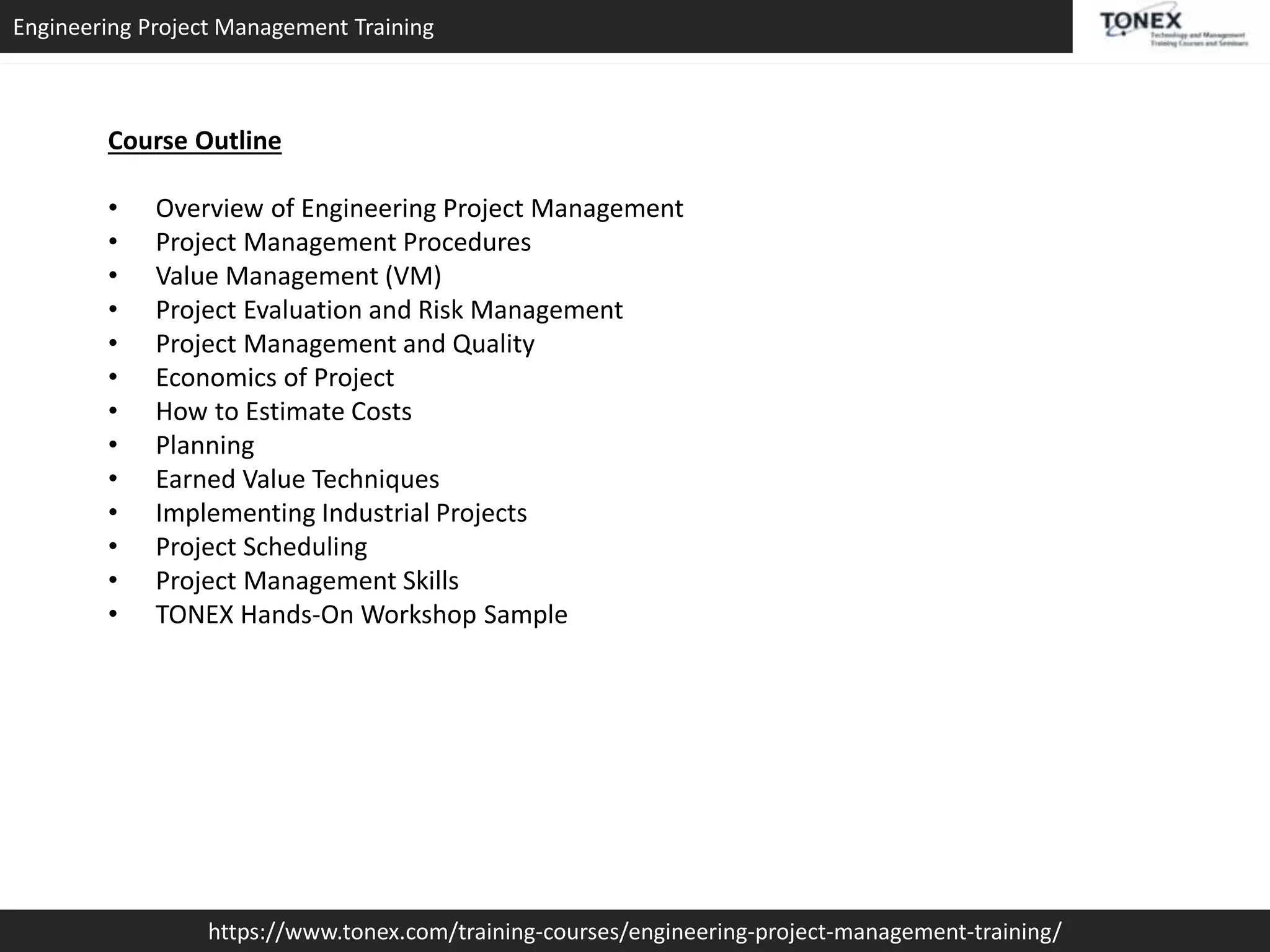 Best Engineering Project Management Training - Tonex Training | PPT