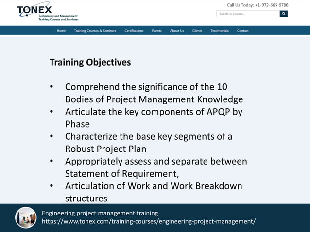 Engineering project management training and courses | PPTX
