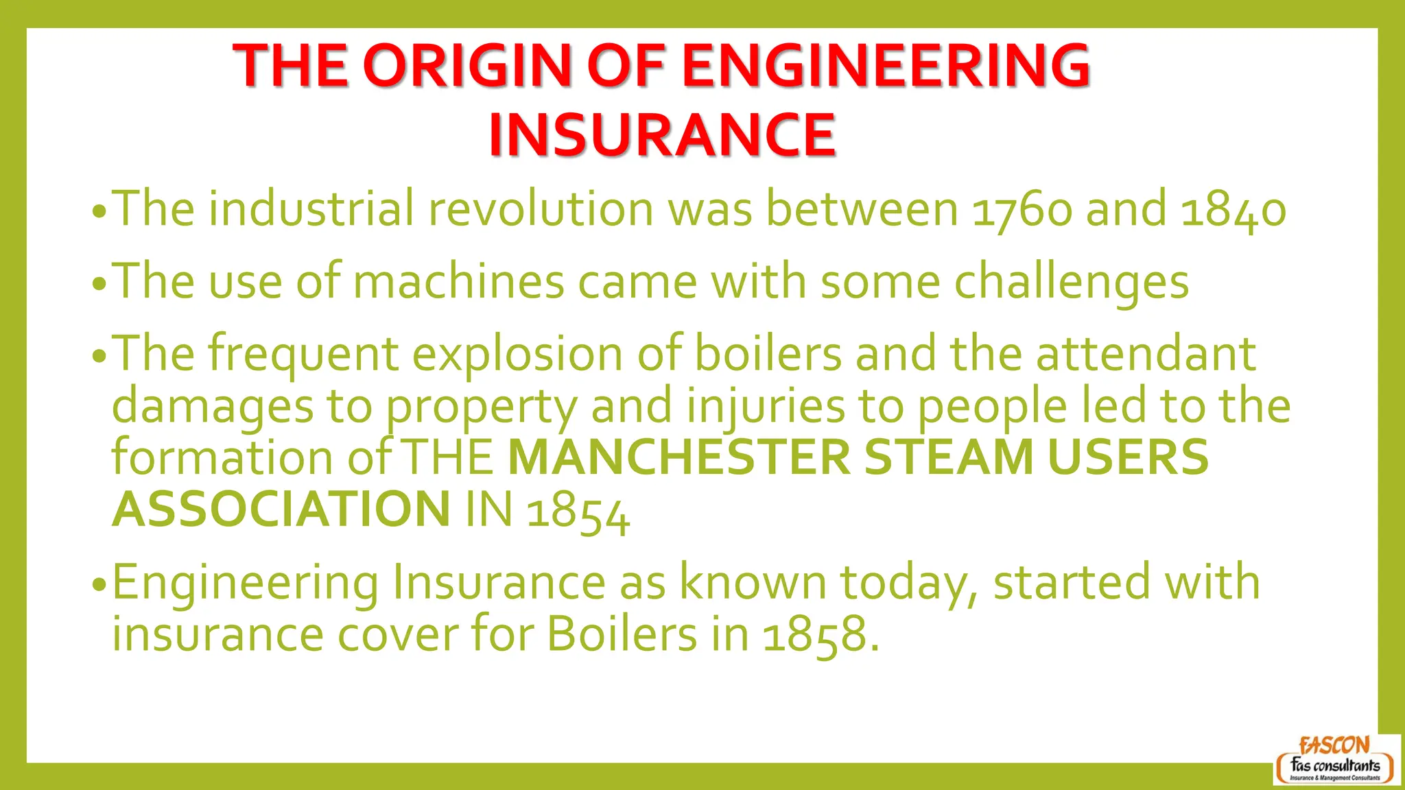 INTRODUCTION TO ENGINEERING INSURANCE CONTRACTOR'S ALL RISK ERECTION ...