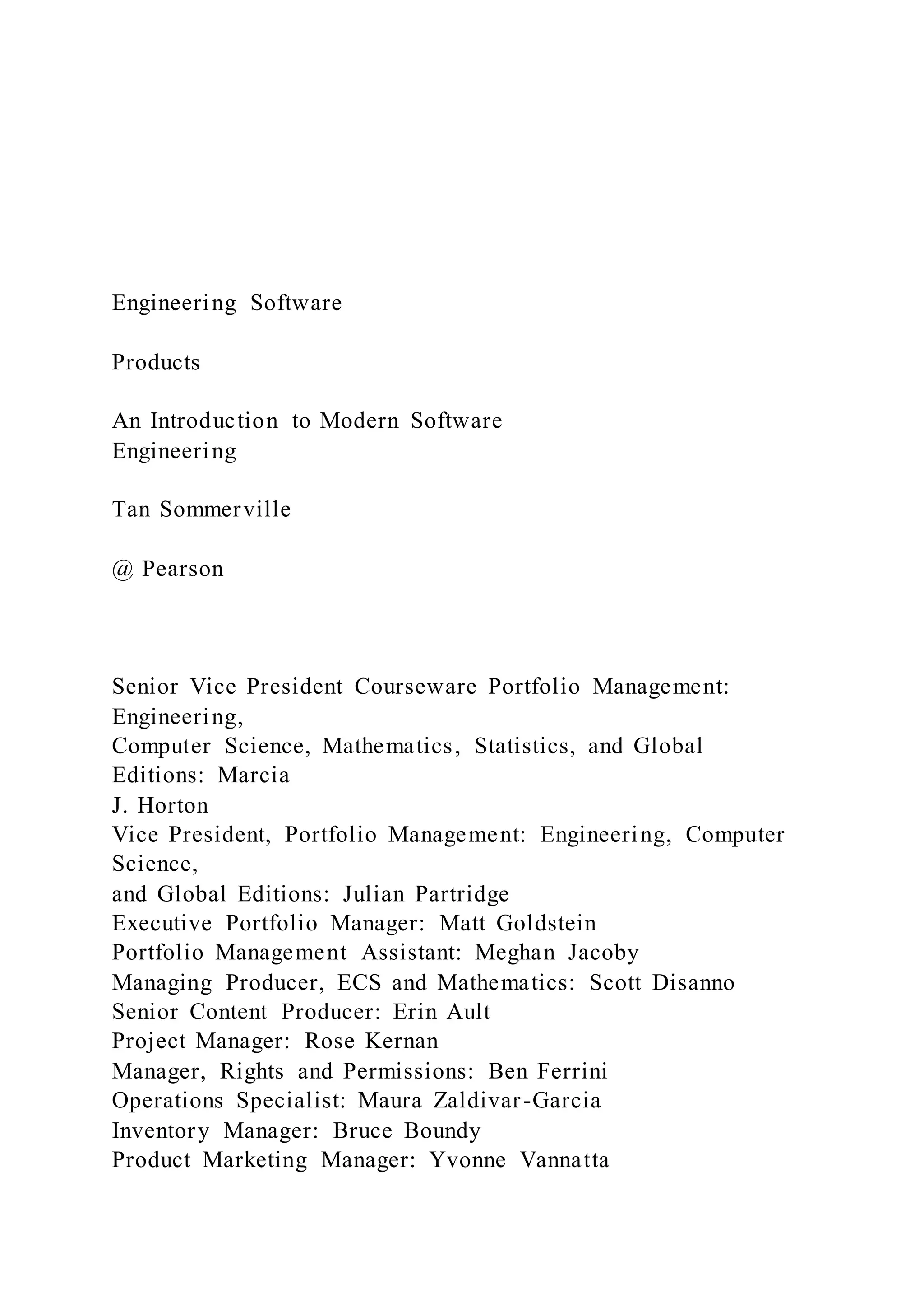 Engineering Software Products An Introduction to M | DOCX
