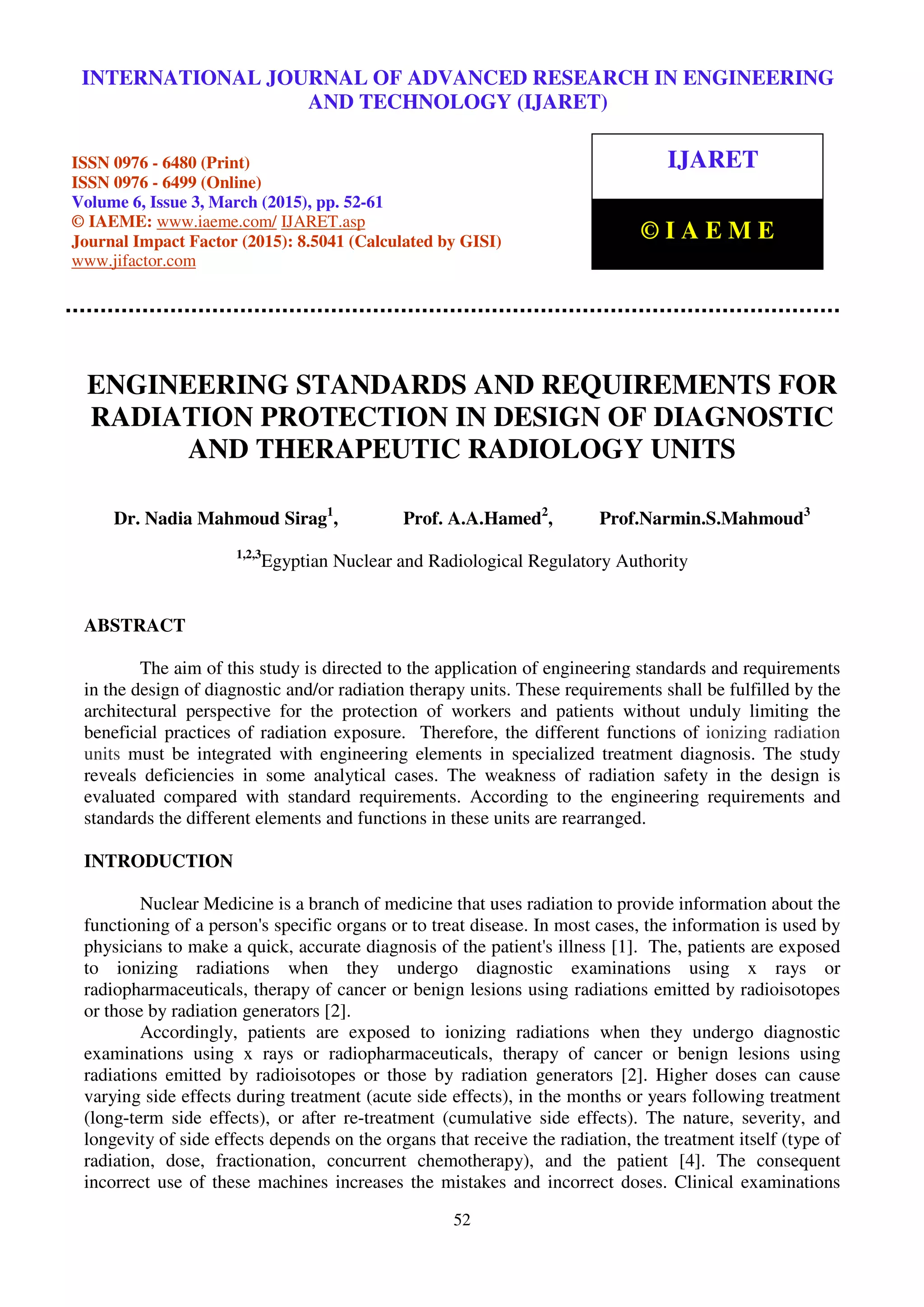 ENGINEERING STANDARDS AND REQUIREMENTS FOR RADIATION PROTECTION IN ...