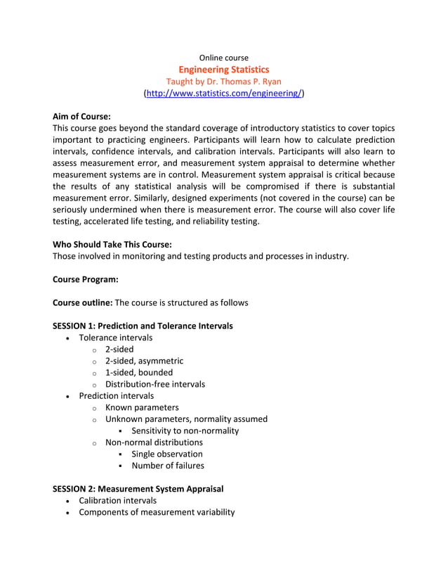 Engineering Statistics | PDF