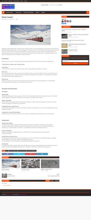 Railway Transport | PDF