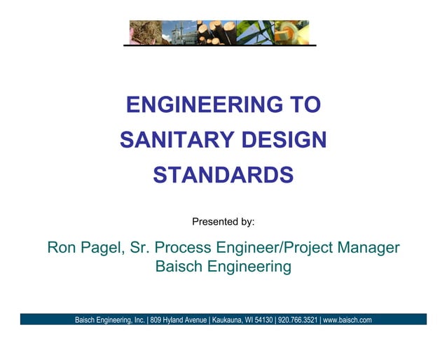 Engineering To Sanitary Design Standards 0809 Rpp | PPT