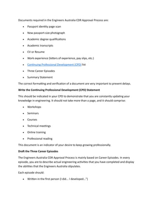 Engineers Australia CDR Approval Process | PDF