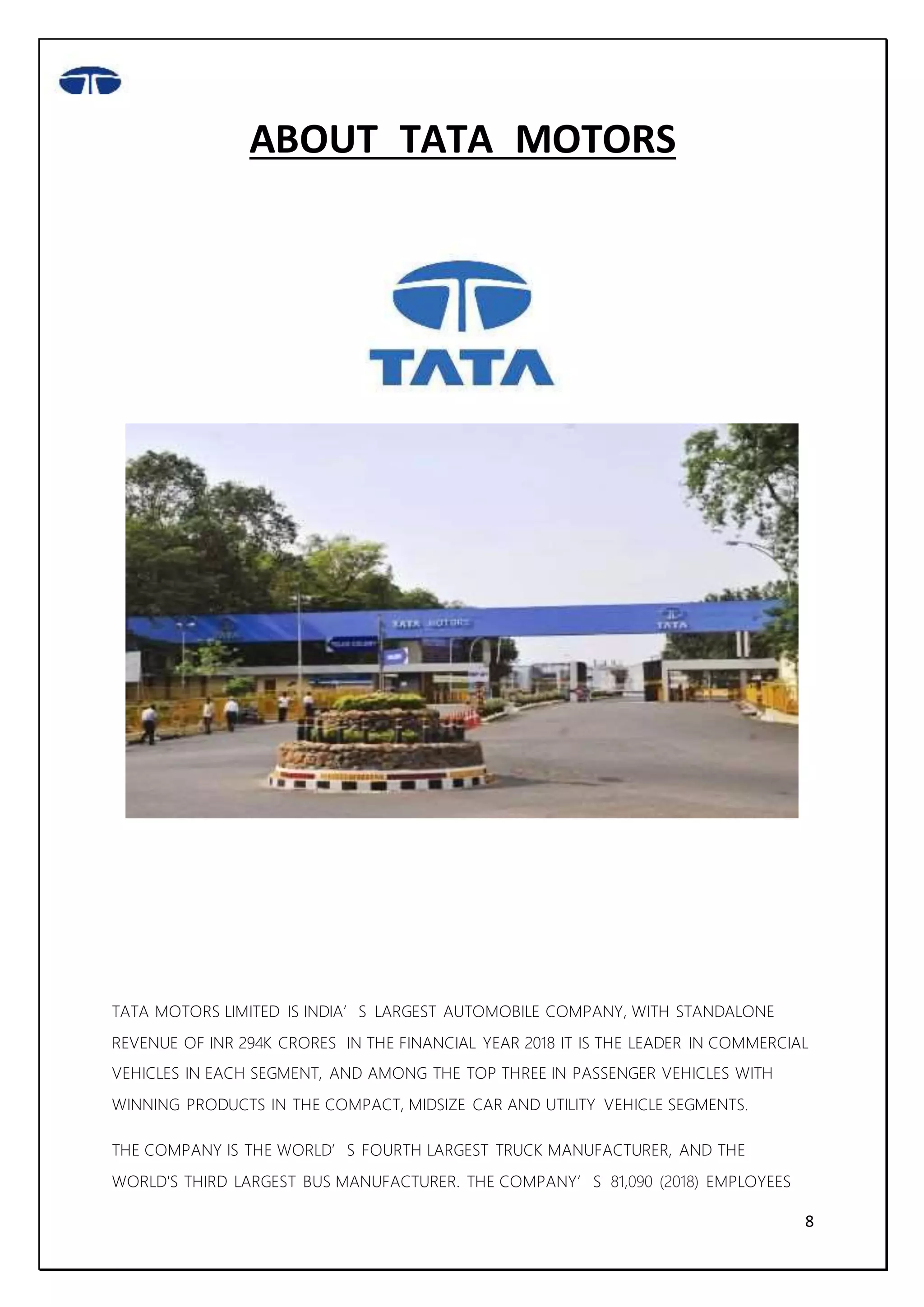 SUMMER TRAINING AT TATA MOTORS | DOCX