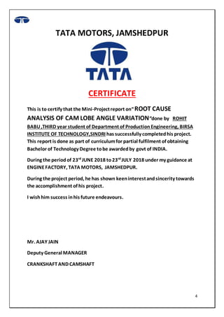 SUMMER TRAINING AT TATA MOTORS | DOCX