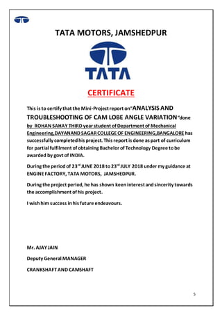 SUMMER TRAINING AT TATA MOTORS | DOCX