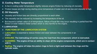 Engine friction and lubrication system | PPTX