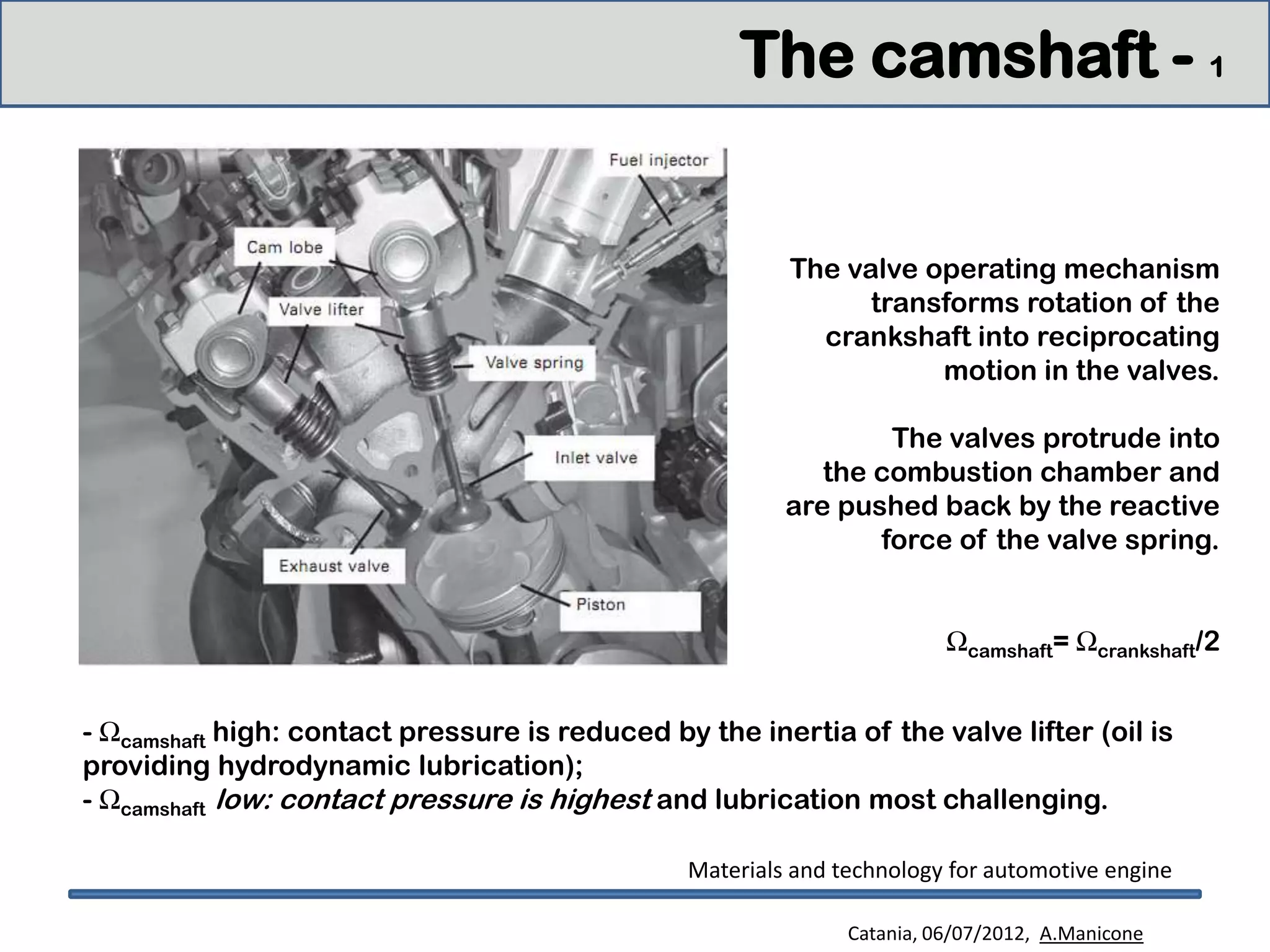 Engine materials for camshaft and crankshaft | PPTX