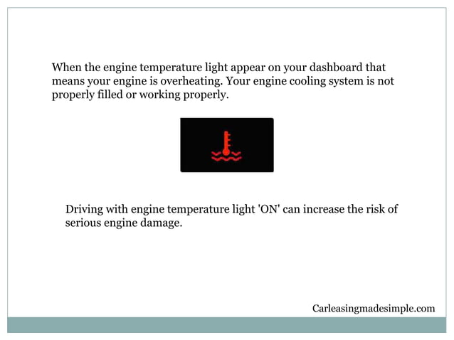 Engine Temperature Warning Light - Understand and Follow the steps | PPT