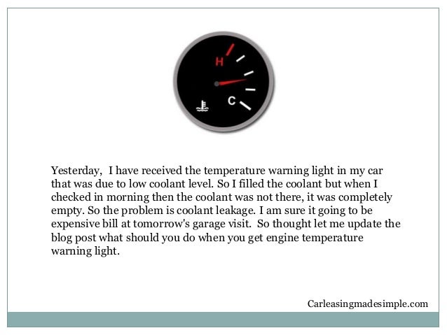 Engine Temperature Warning Light - Understand and Follow the steps