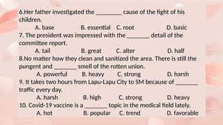 ENGISH 8 Lesson 1 week 1 Collocation and its Types | PPTX