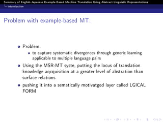 Summary of English Japanese Translation by MSR-MT | PPT