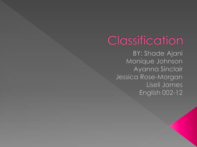 (ENG 002-12) Group 4's Presentation: Classification Essay | PPT