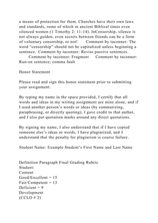 ENGL 100Graded Example Definition Paragraph Final DraftStep.docx ...