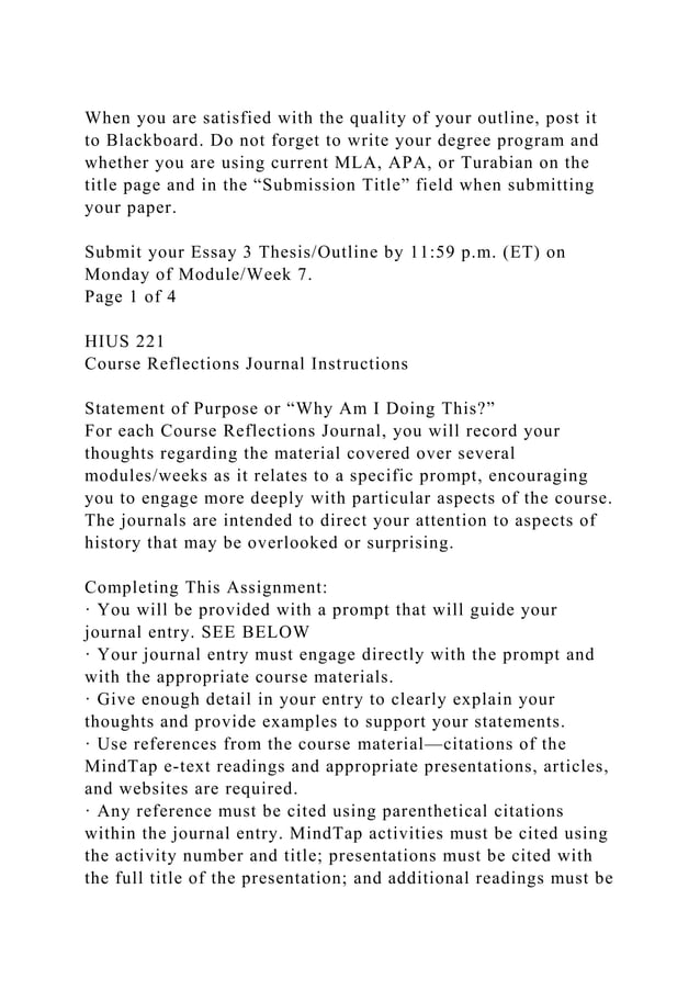 Engl 101essay 3 Thesisoutline Instructions And Checklistcause Docx