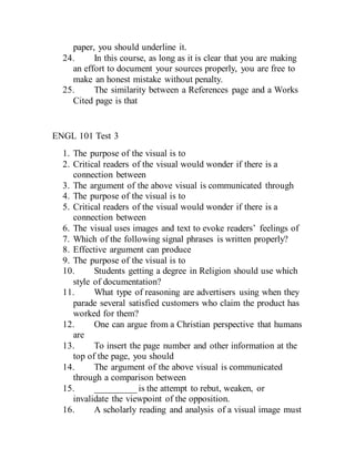 Engl 101 test 1, 2, 3 | DOCX