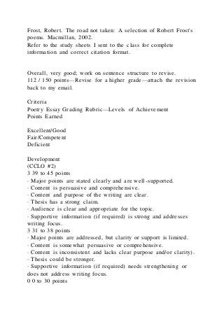 ENGL102 5Poetry Essay Robert Frosts The Road n | PDF