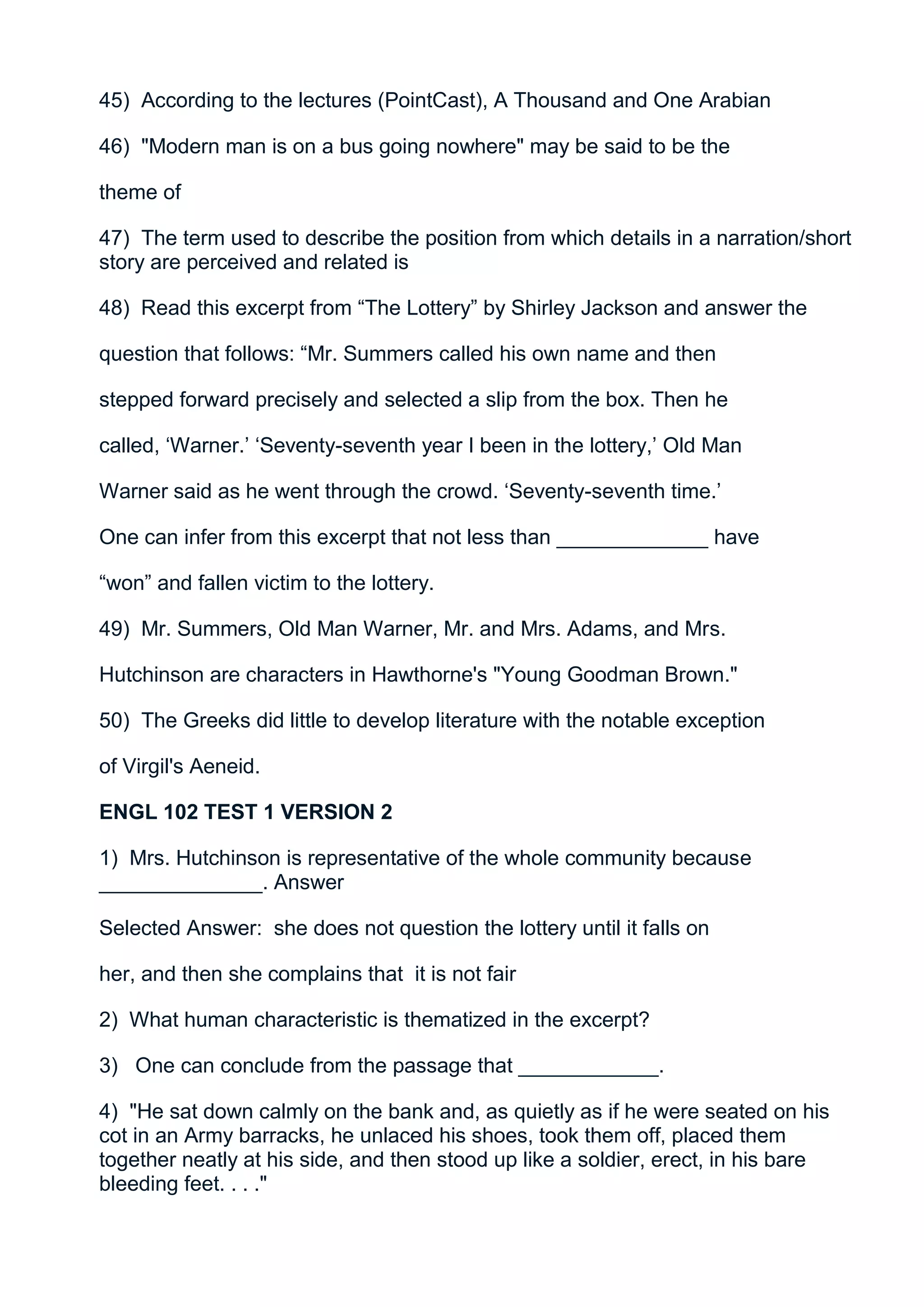Engl 102 final exam 1 | DOCX