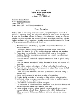 Engl 102 syllabus | DOCX | Undergraduate Education | College Education