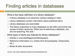Library Reserach | PPTX | Databases | Computer Software and Applications