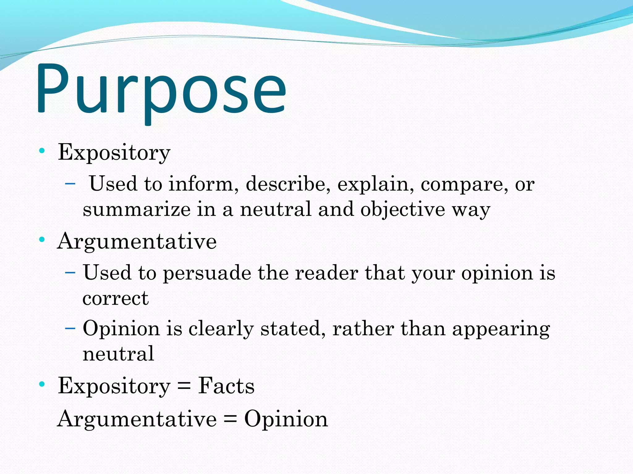 English: Expository vs. Argumentative | PPT