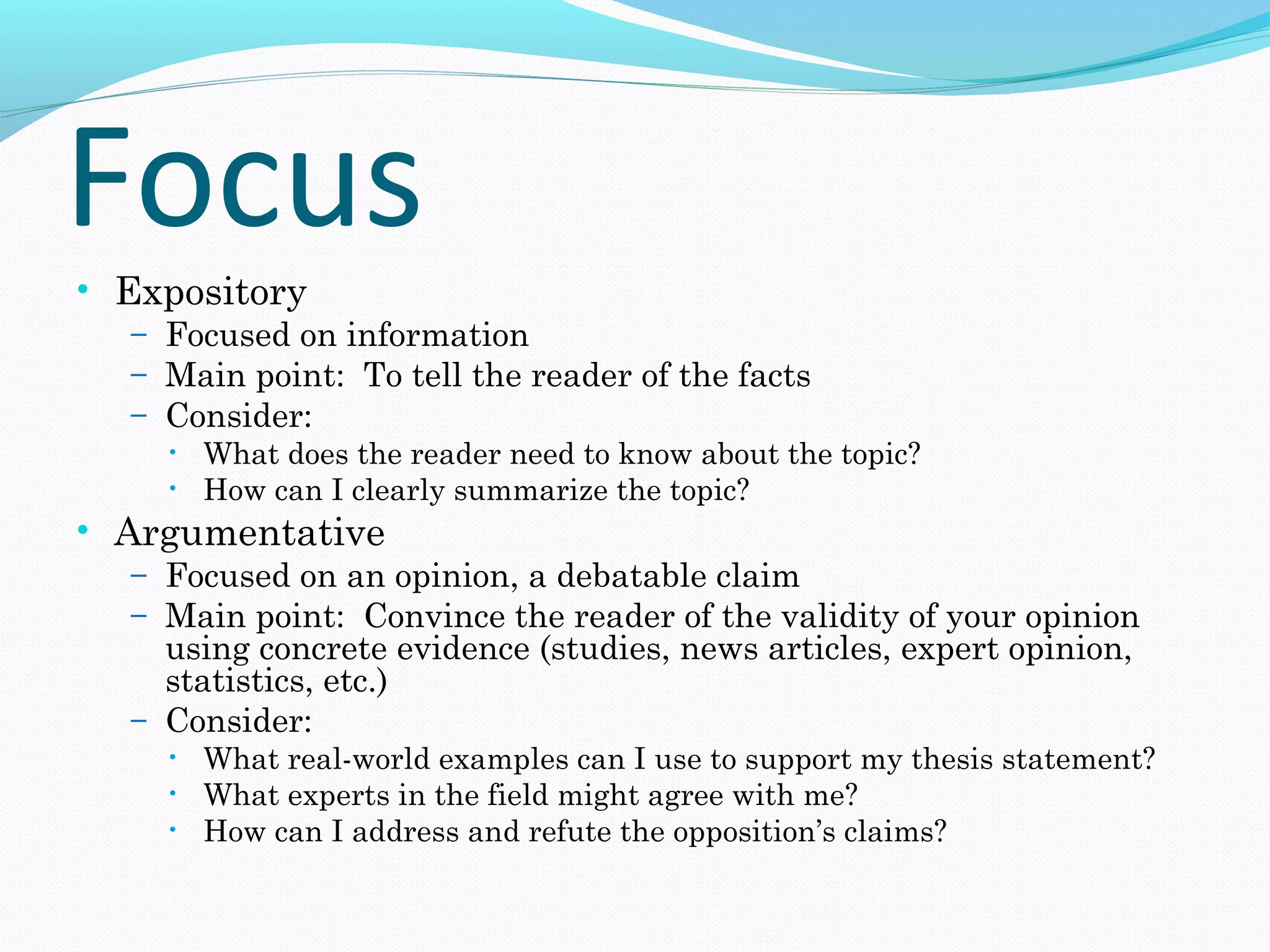 English: Expository vs. Argumentative | PPT