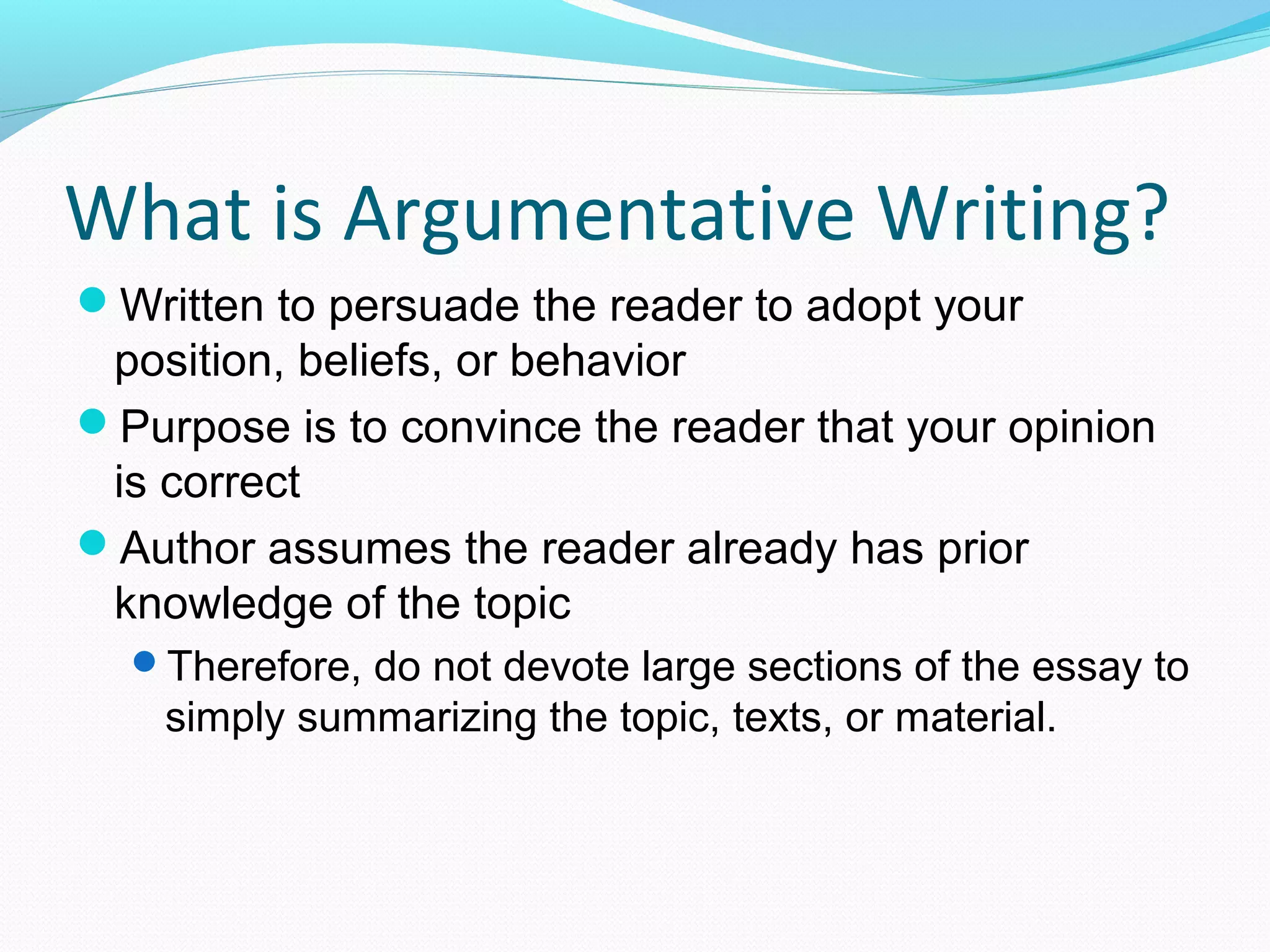 English: Expository vs. Argumentative | PPT