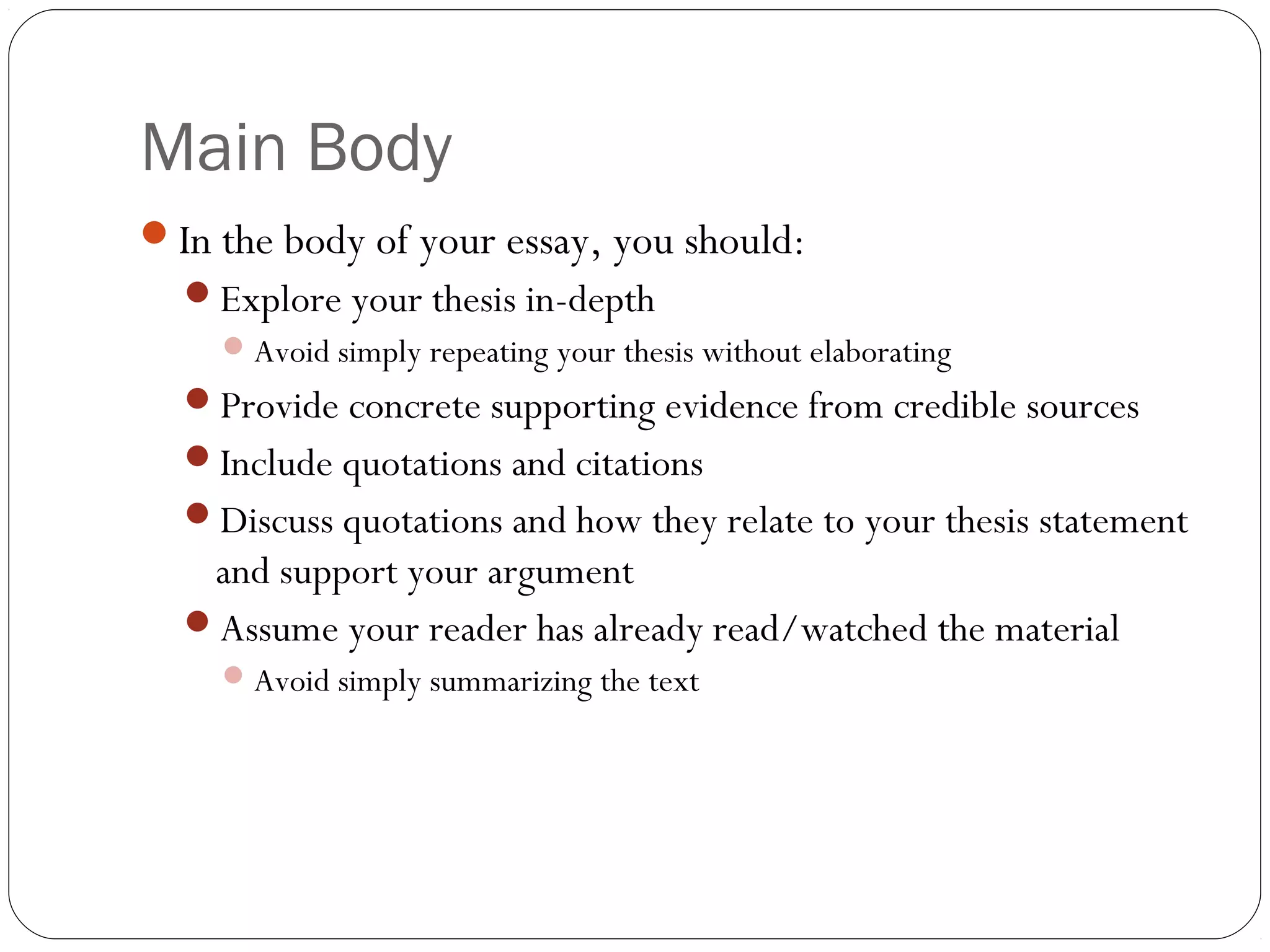 English: Structuring Your Essay | PPT