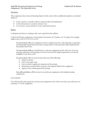 Engl 208 epistolary essay prompt | PDF | Freelance Writing | Content ...