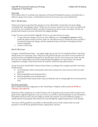 Engl 208 final project | PDF | Homework and Study | Education