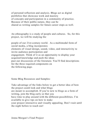 ENGL2310 Final Project Assignment due .docx