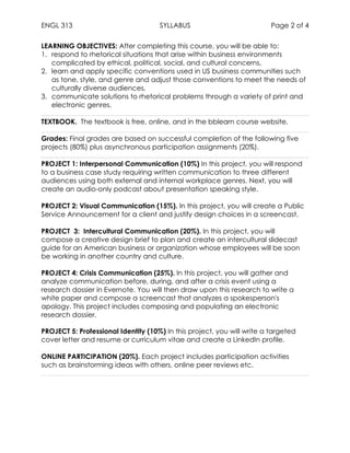 Engl313 Syllabus 2018 | PDF