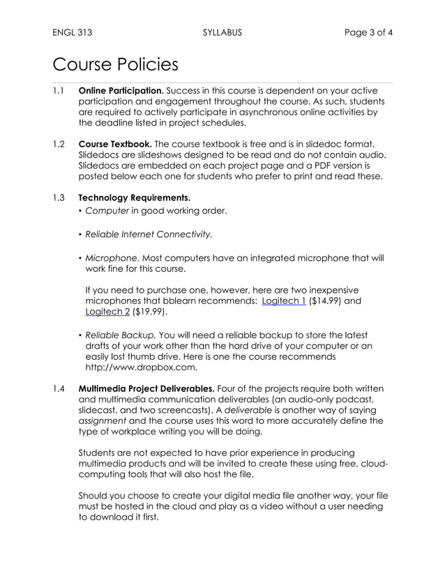Engl313 Syllabus 2018 | PDF