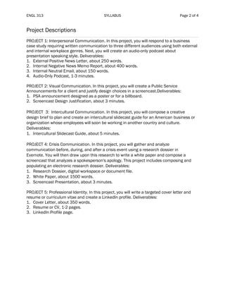 Engl313 syllabus dorsch | PDF