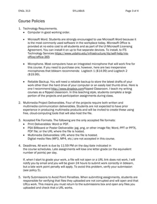 Engl313 syllabus dorsch | PDF