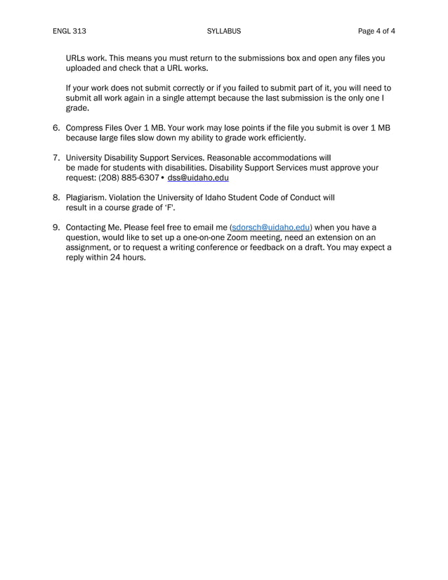 Engl313 syllabus dorsch | PDF