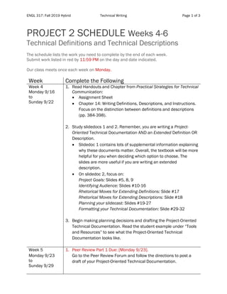 Engl 317 04 p2 schedule | PDF