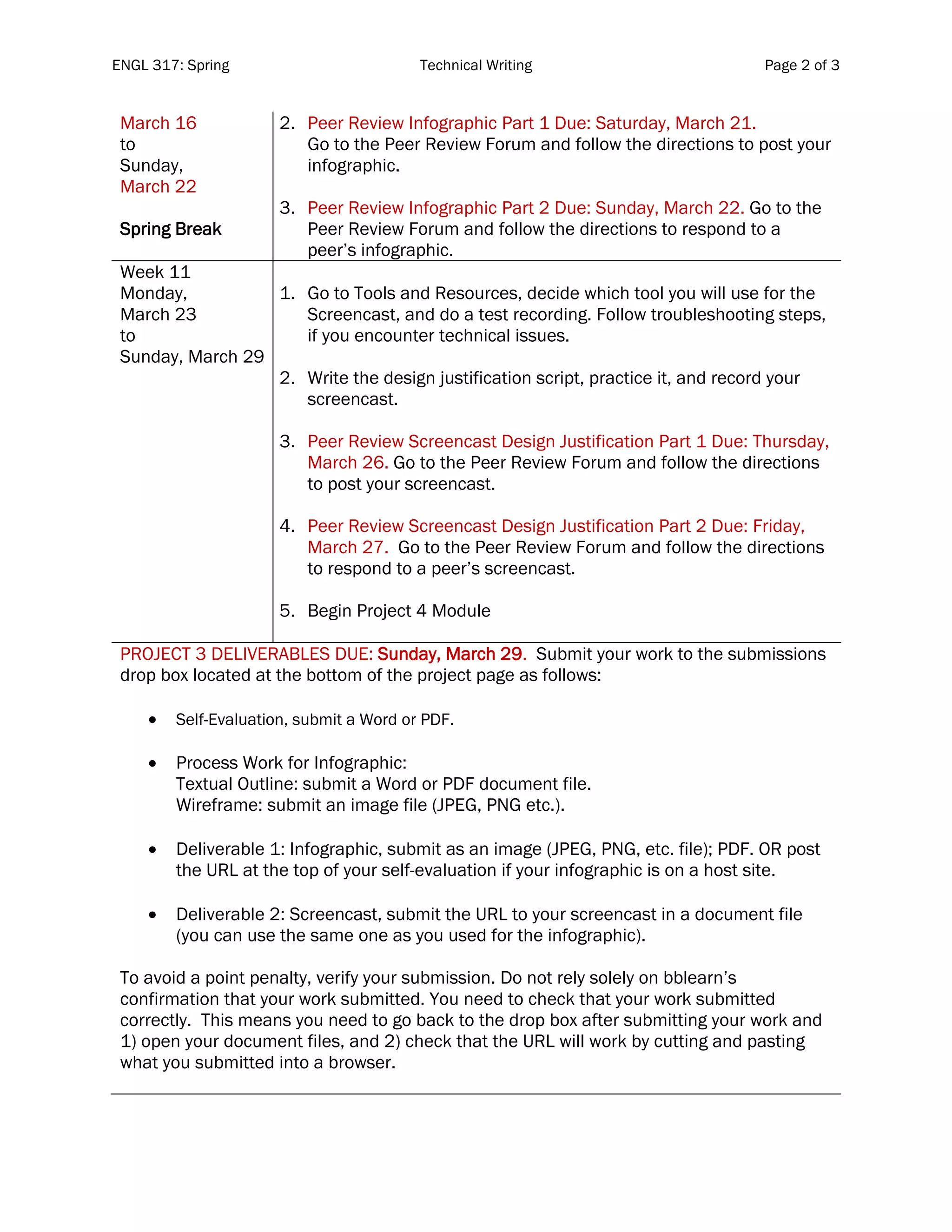 Engl 317 p3 schedule | PDF