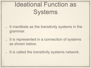 Engl 601: English Syntax - The Transitivity Systems | PPTX