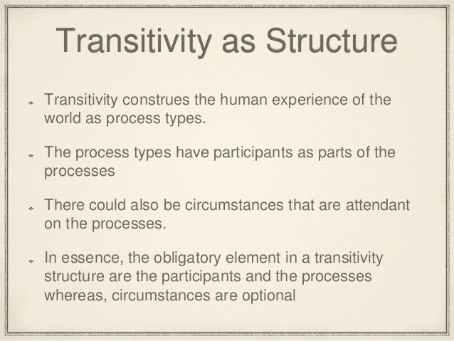 Engl 601: English Syntax - The Transitivity Systems