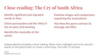 South African poetry: The Cry of South Africa.pptx
