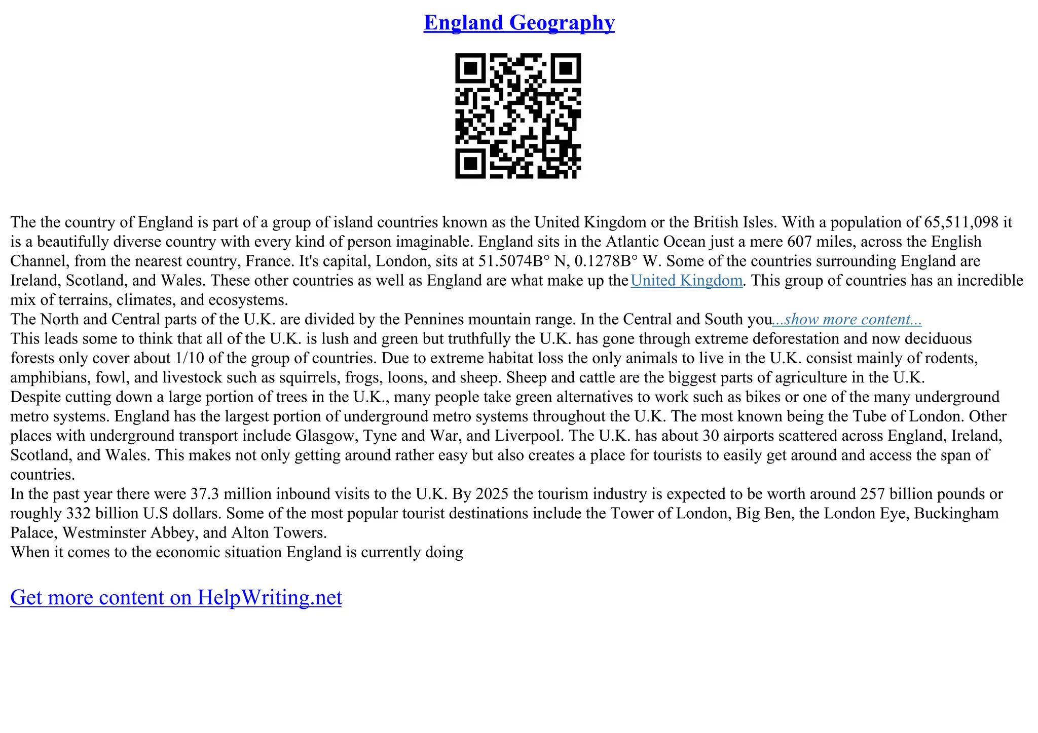 England Geography | PPT