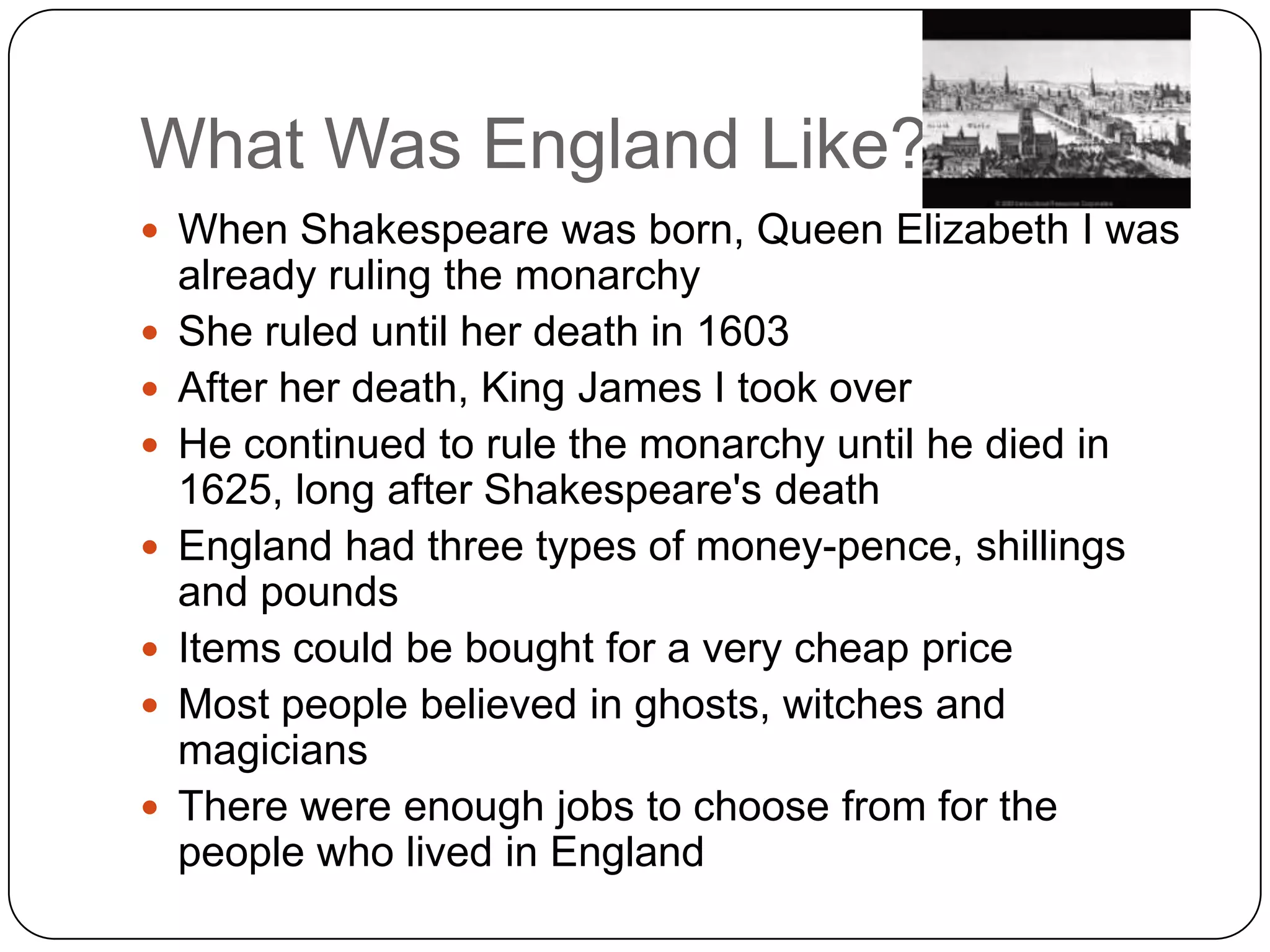 England In Shakespeare’s Time | PPTX