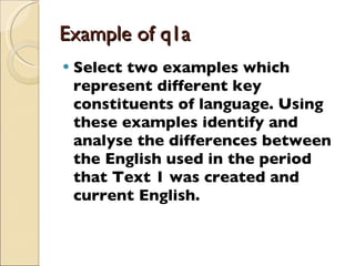 Englang a2 exam q1a | PPT